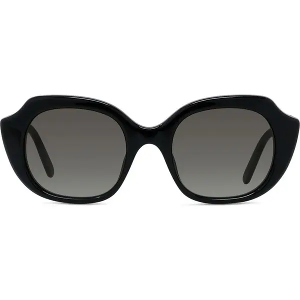 Loewe Tortoiseshell Oval Sunglasses - Shiny Black/gradient Smoke