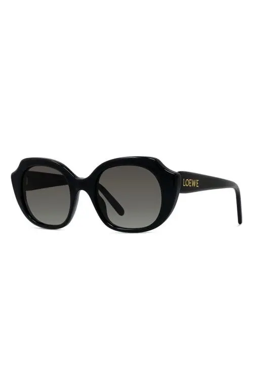 Loewe Tortoiseshell Oval Sunglasses - Shiny Black/gradient Smoke