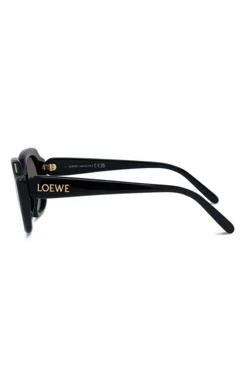 Loewe Tortoiseshell Oval Sunglasses - Shiny Black/gradient Smoke