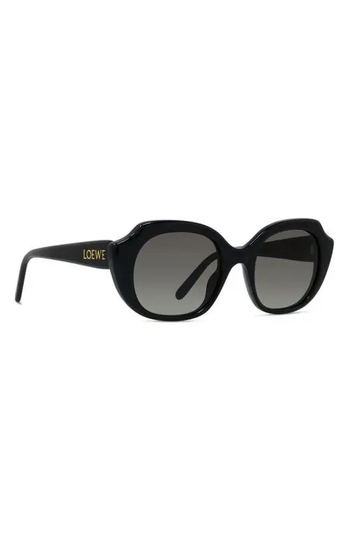 Loewe Tortoiseshell Oval Sunglasses - Shiny Black/gradient Smoke