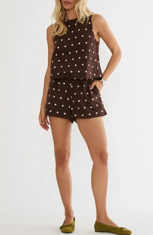 Beach Riot Polka Dot Sleeveless Cover-up Top - Brown Polka Dot