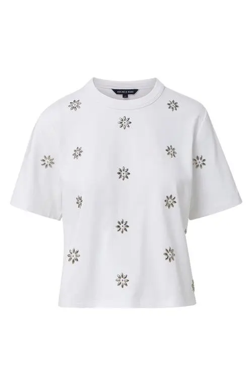 Veronica Beard Sebastian Floral Embellished Stretch Cotton T-shirt