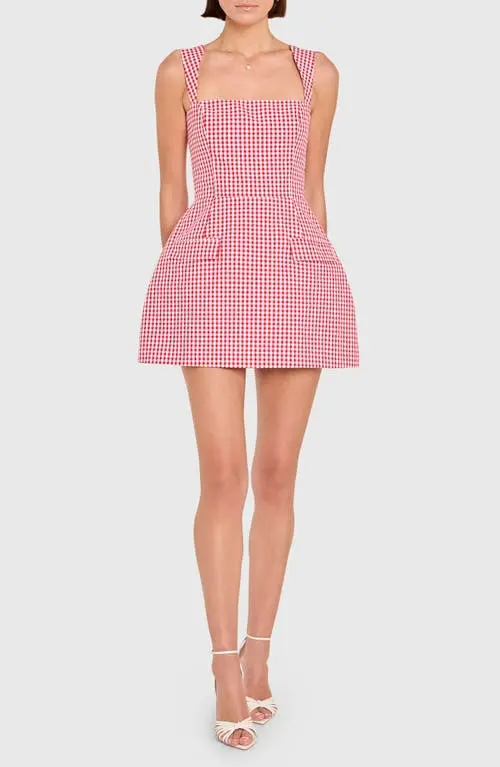 Amanda Uprichard Bethany Skort Romper In Red Gingham - Red White