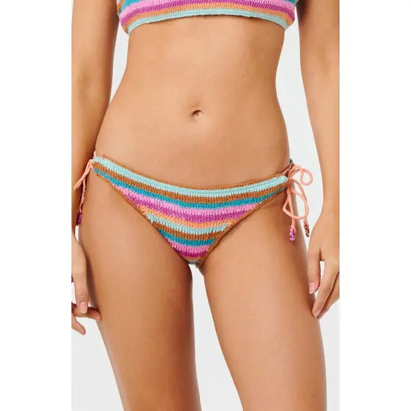 Rip Curl Crochet Bikini Bottoms With Side Ties - Fuchsia