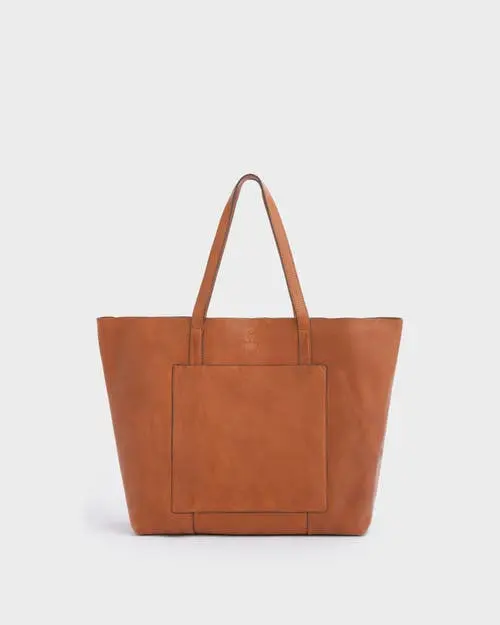 OSPREY LONDON Vintage Santa Fe Leather Tote Bag - Tan