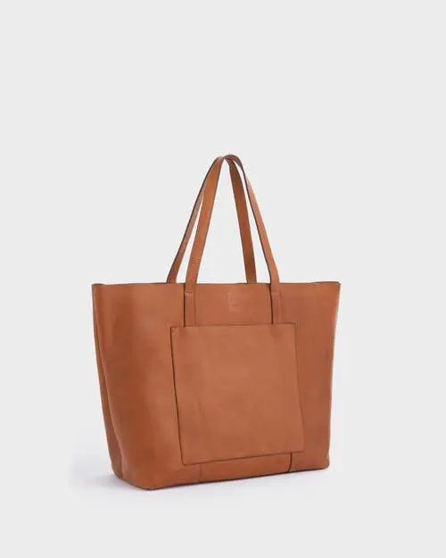 OSPREY LONDON Vintage Santa Fe Leather Tote Bag - Tan