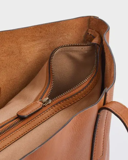 OSPREY LONDON Vintage Santa Fe Leather Tote Bag - Tan