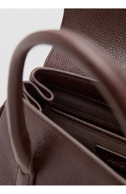 Mango Medium Faux Leather Flap Satchel