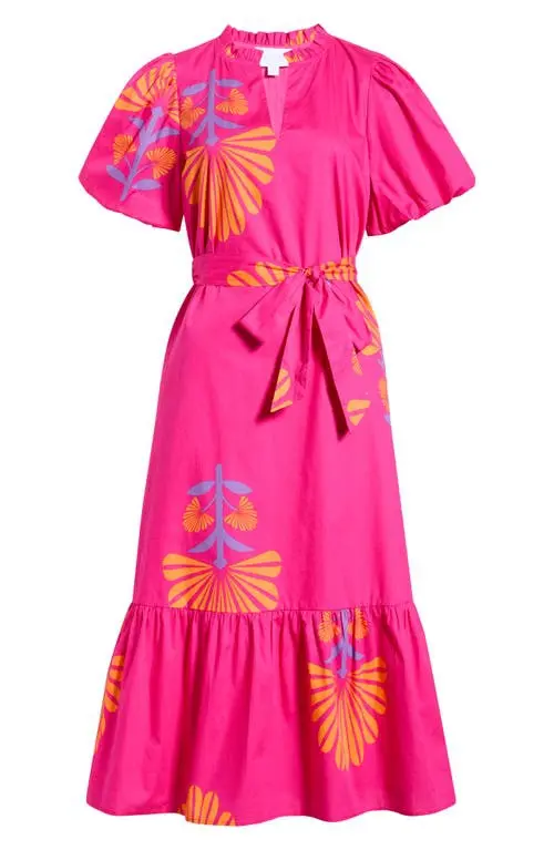 SUGARLIPS Melian Floral Tiered Cotton Midi Dress