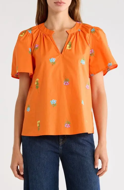 SUGARLIPS Floral Puff Sleeve Cotton Top