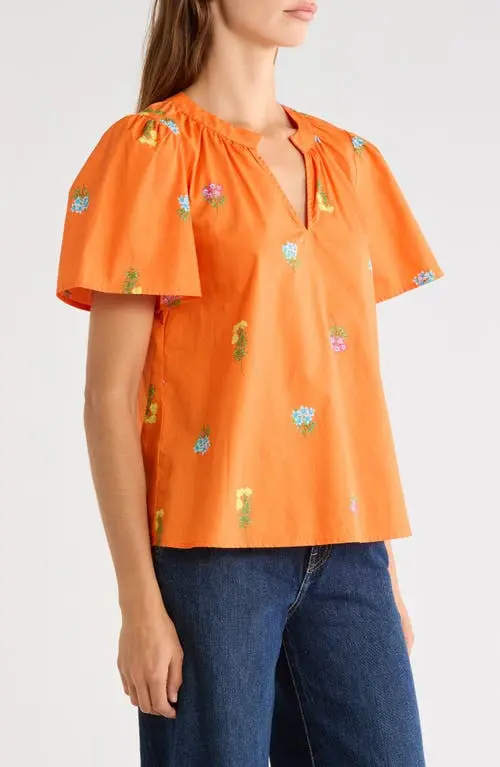 SUGARLIPS Floral Puff Sleeve Cotton Top