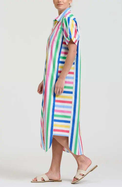SHIRTY Multicolor Stripe Maxi Shirt Dress