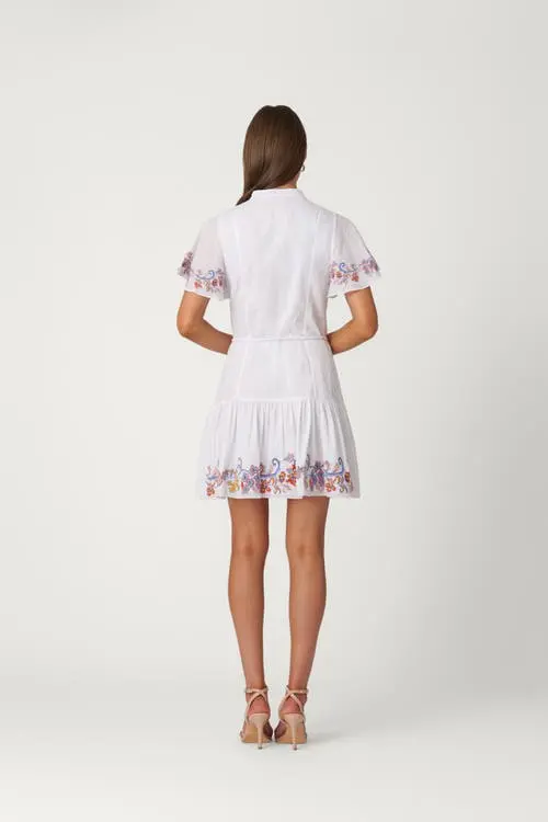 Shoshanna Embroidered Cotton Clip Mini Dress