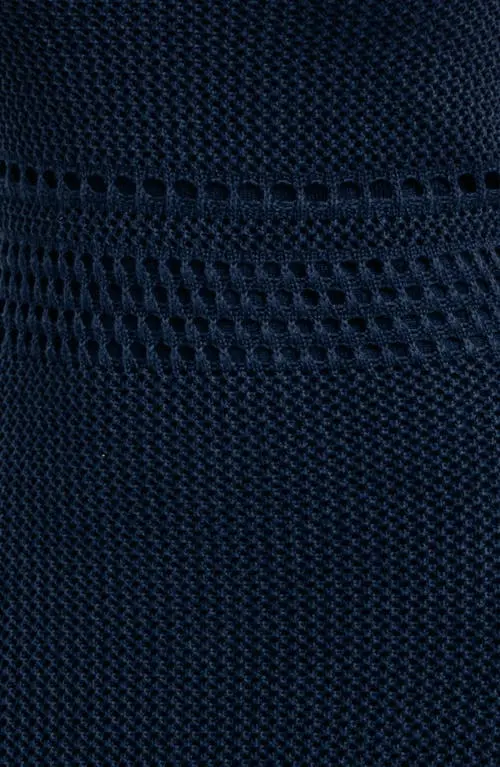 Torn By Ronny Kobo Colette Open Stitch Cotton & Cashmere Sweater Dress - Navy