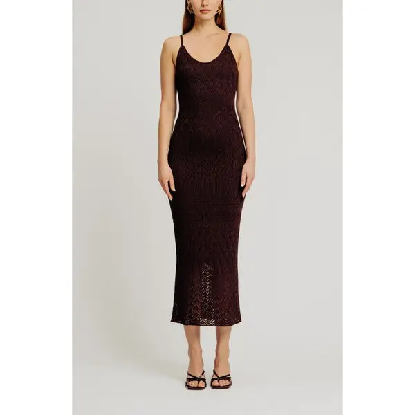 Torn By Ronny Kobo Vanessa Pointelle Midi Dress