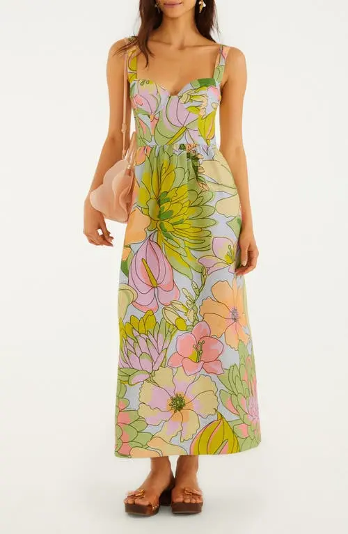 Farm Rio Spring Affair Floral Linen Maxi Dress