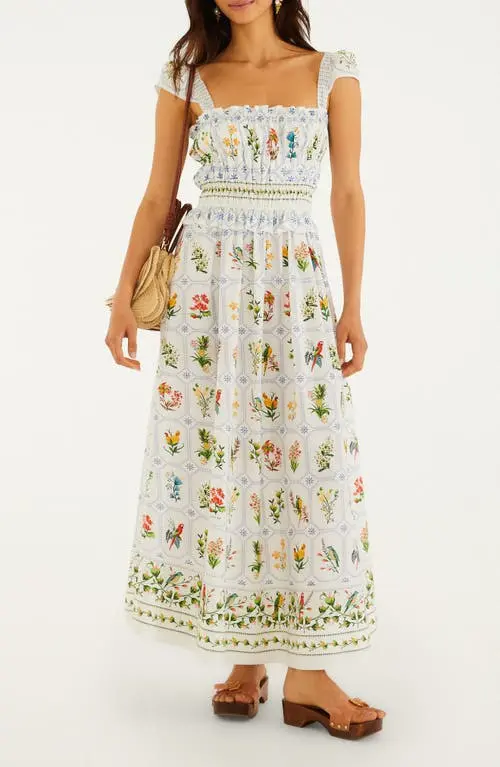 Farm Rio Tropical Porcelain Print Maxi Dress - Off-white