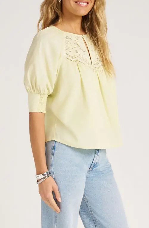 Matty M. Luma Puff Sleeve Lace Trim Shirt