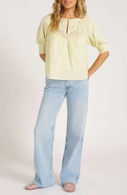 Matty M. Luma Puff Sleeve Lace Trim Shirt