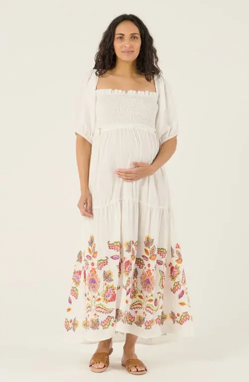 CACHE COEUR Mila Bohemian Smocked Maxi Dress With Puff Sleeves - Multicolor