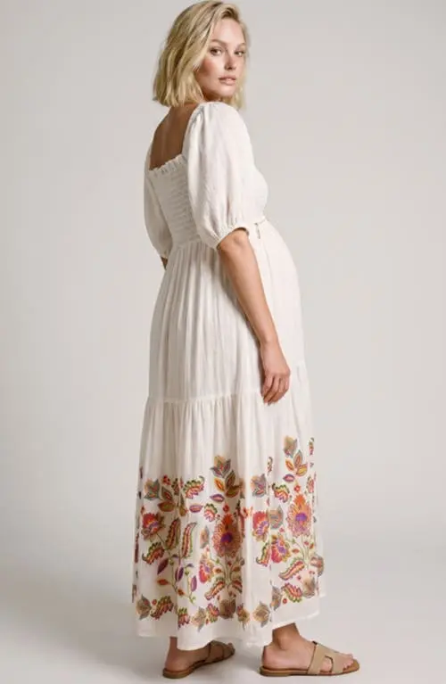 CACHE COEUR Mila Bohemian Smocked Maxi Dress With Puff Sleeves