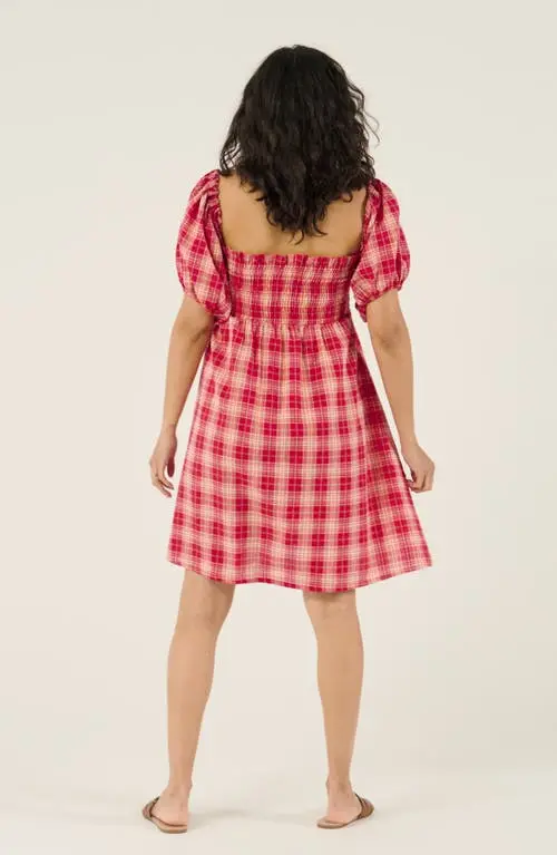 CACHE COEUR Melissa Smocked Checked Maternity & Nursing Dress