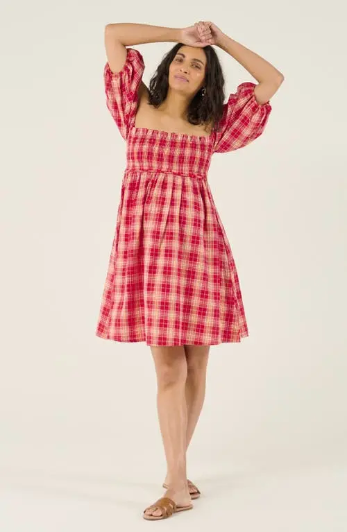 CACHE COEUR Melissa Smocked Checked Maternity & Nursing Dress