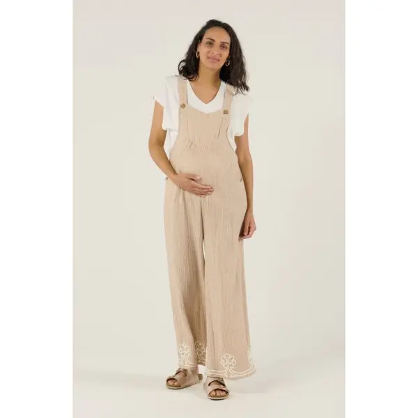 CACHE COEUR Maternity And Nursing Dungaree Yael - Beige
