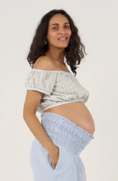 CACHE COEUR Maternity And Nursing Off-the-shoulder Smocked Crop Top - Multicolor
