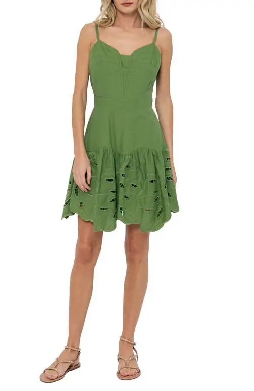 CIEBON Cathal Tiered Sleeveless Eyelet Cotton Dress