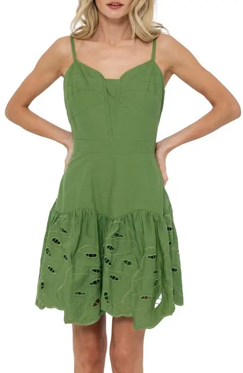 CIEBON Cathal Tiered Sleeveless Eyelet Cotton Dress