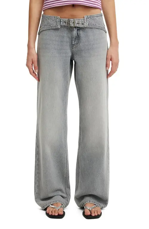 COTTON ON Belted Low Rise Straight Leg Jeans - Zodiac Grey Belt
