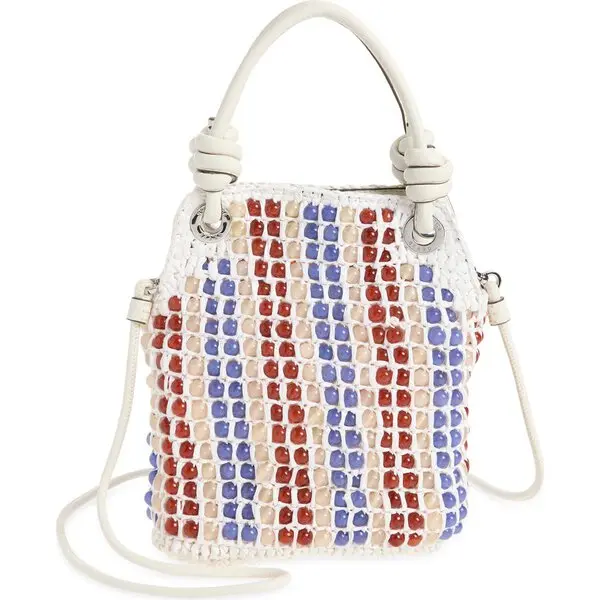 Veronica Beard Small Slouch Beaded Raffia Bag - Off White Multi