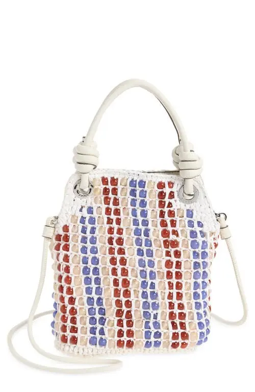 Veronica Beard Small Slouch Beaded Raffia Bag - Off White Multi