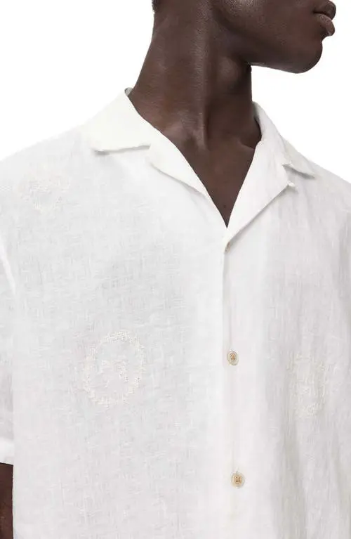 ALLSAINTS Sepal Embroidered Linen Camp Shirt
