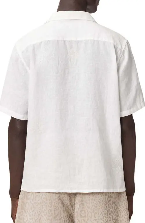 ALLSAINTS Sepal Embroidered Linen Camp Shirt