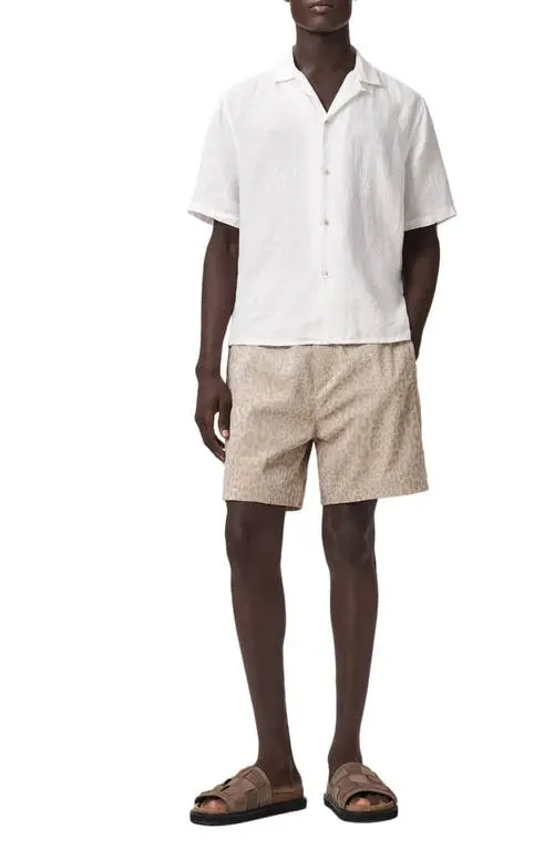 ALLSAINTS Sepal Embroidered Linen Camp Shirt