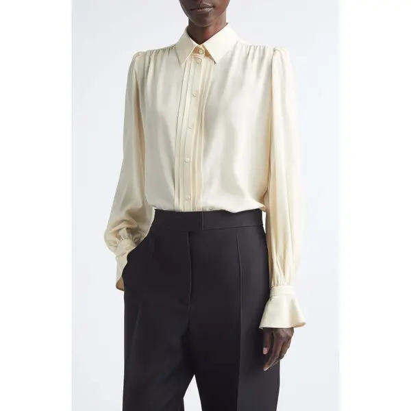 Valentino Garavani Silk Crepe Pintucked Shirt
