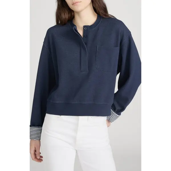 FRAME The Stripe Cuffed Sweatshirt
