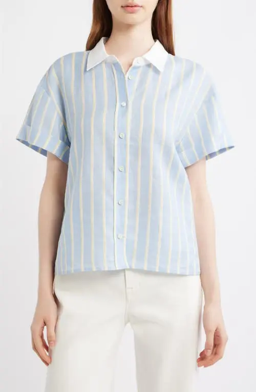 FRAME Linen Boardwalk Striped Shirt