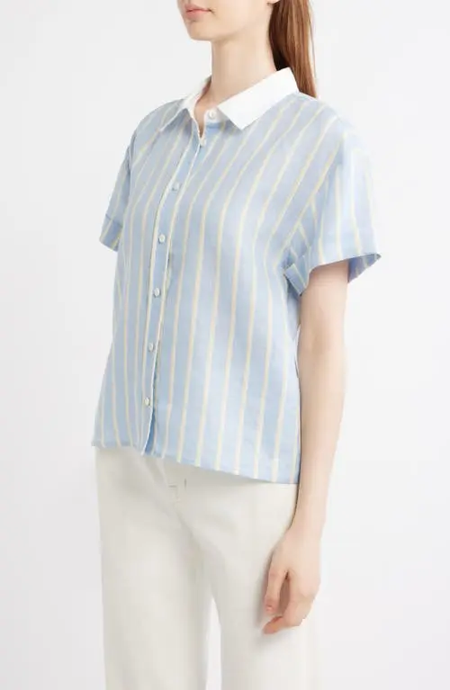 FRAME Linen Boardwalk Striped Shirt
