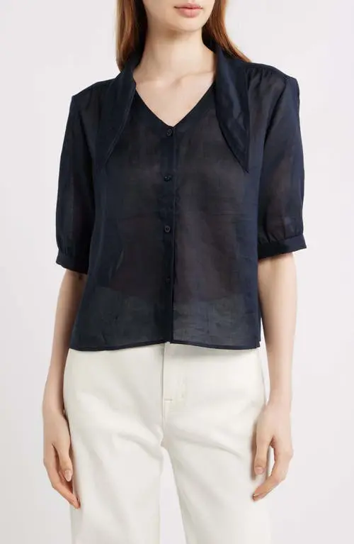 FRAME The Novelist Tie Neck Button-up Shirt
