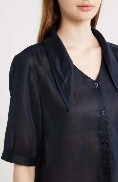 FRAME The Novelist Tie Neck Button-up Shirt