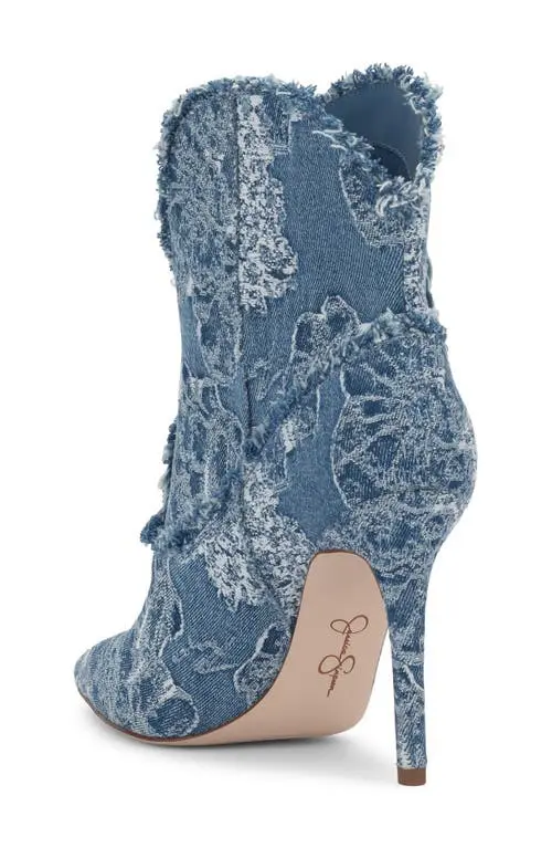 Jessica Simpson Pointed Toe Bootie With Floral Appliqués