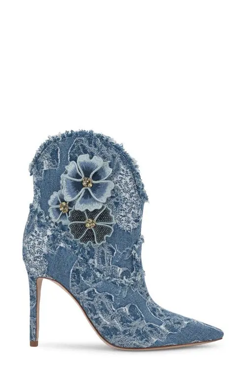 Jessica Simpson Pointed Toe Bootie With Floral Appliqués