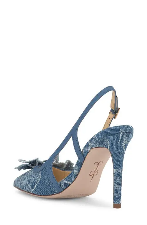 Jessica Simpson Pilita Embellished Floral Slingback Pointed Toe Pump