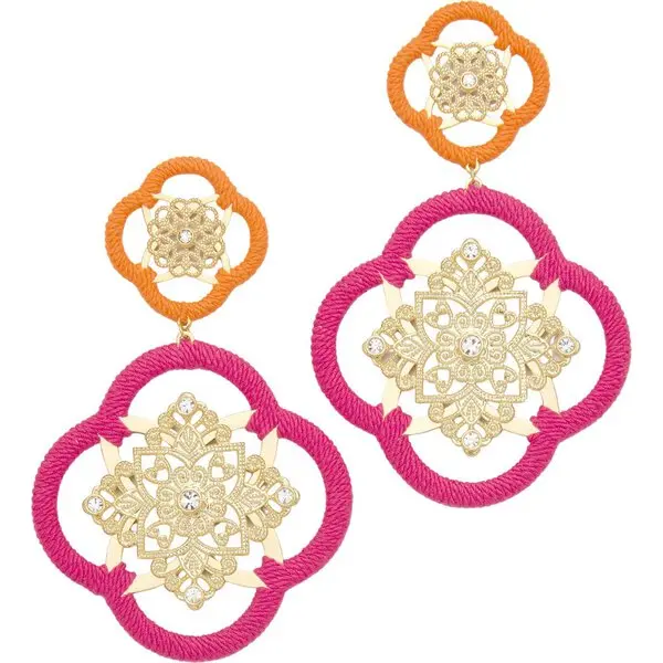 Ramy Brook Anya Medallion Drop Earrings - Fiesta Pink