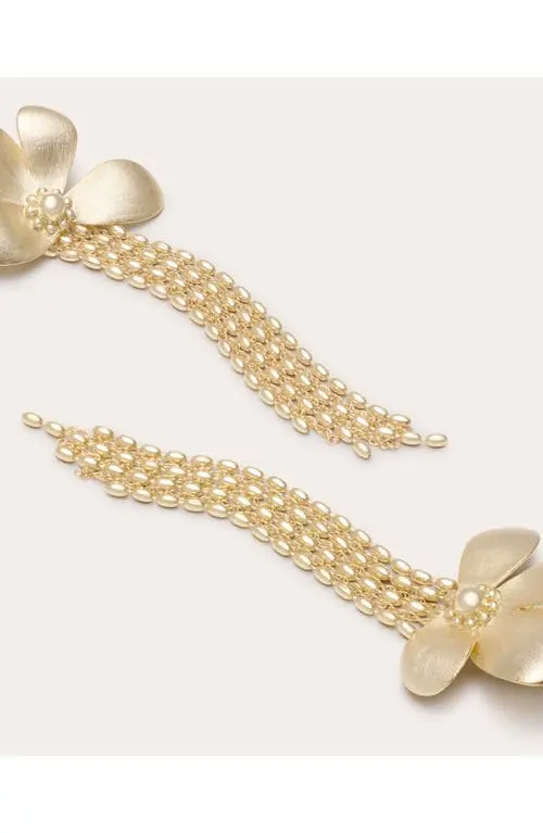 Ramy Brook Flower Drop Earrings With Beaded Chains - Gold
