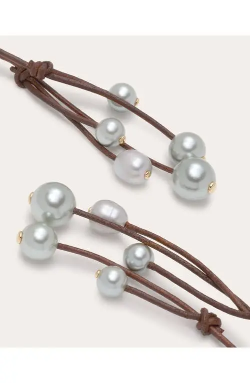 Ramy Brook Riya Drop Earrings With Pearls And Leather