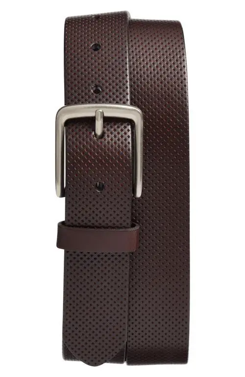 Nordstrom Brian Perforated Leather Belt - Brown Bitter
